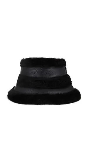 Jocelyn Faux Mink & Leather Bucket Hat