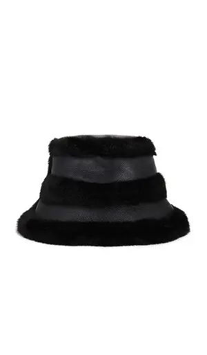 Jocelyn Faux Mink & Leather Bucket Hat