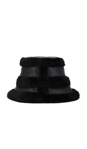 Jocelyn Faux Mink & Leather Bucket Hat