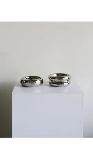 CATENARY HOME Halo Pet Bowl In Metallic Silver