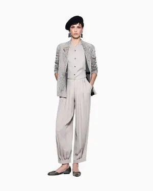 Giorgio Armani Sleeveless Silk Georgette Top With Shawl Collar