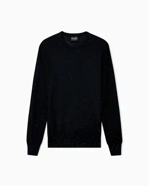 Giorgio Armani Cashmere Silk Crew Neck Jumper With Rhinestones - Black
