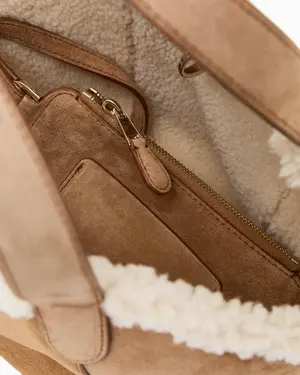 Giorgio Armani Neve Small Suede And Shearling Handbag