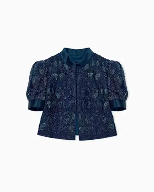 Giorgio Armani Silk And Linen Jacket With Embroideries - Patterned