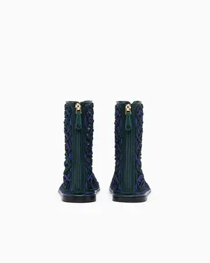 Giorgio Armani Embroidered Ankle Boots With Leather Details