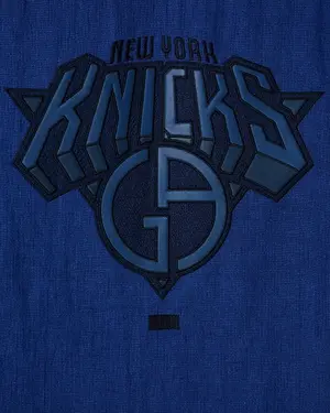 Giorgio Armani Linen T-shirt With Striped Edges And Kith For Knicks Logo