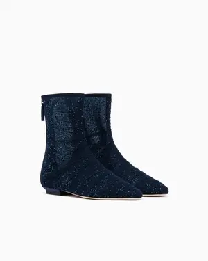 Giorgio Armani Ankle Boots With Tulle And Rhinestones