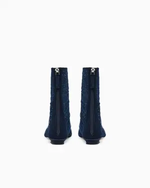 Giorgio Armani Ankle Boots With Tulle And Rhinestones