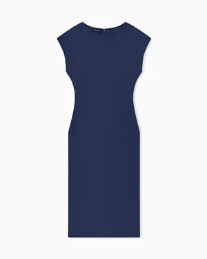 Giorgio Armani Slim-fit Short-sleeved Midi Sheath Dress - Blue