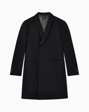 Giorgio Armani Double-breasted Coat In Cashmere With Shawl Collar - Black