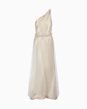 Giorgio Armani One-shoulder Embellished Tulle Maxi Dress