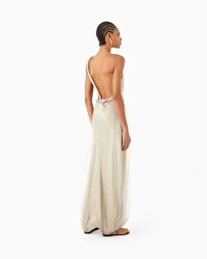 Giorgio Armani One-shoulder Embellished Tulle Maxi Dress