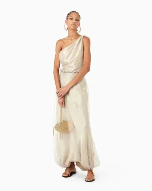 Giorgio Armani One-shoulder Embellished Tulle Maxi Dress