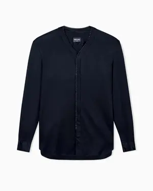 Giorgio Armani Cotton Shirt With Rhinestone Detail - Black