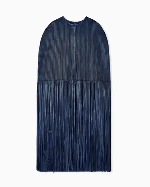 Giorgio Armani Nappa Leather Cape With Fringes