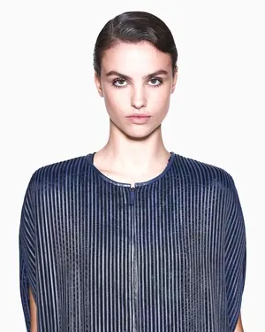 Giorgio Armani Nappa Leather Cape With Fringes