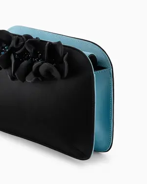 Giorgio Armani La Prima Satin Clutch Bag With Applied Flowers