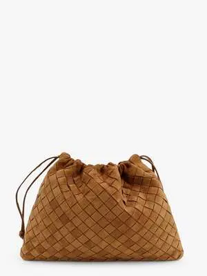 Bottega Veneta Medium Dustbag In Suede With Intrecciato Effect - Brown