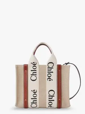 Chloé Woody Linen And Leather Tote Bag - Beige