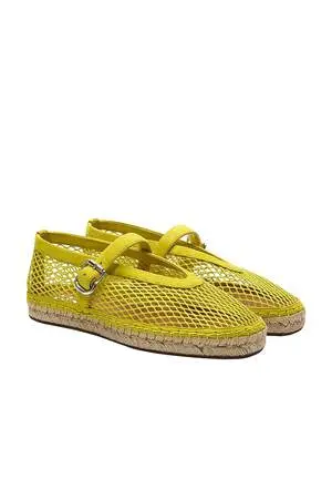 Alaïa Fishnet Espadrille Flat In Yellow - Citron