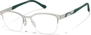 Zenni Square Half-rim Stainless Steel Eyeglasses - Silver