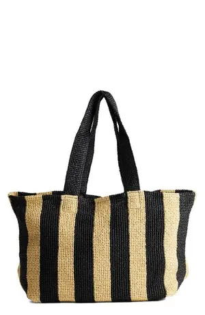 Topshop Selia Stripe Straw Tote
