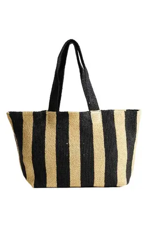 Topshop Selia Stripe Straw Tote