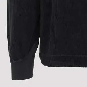 Stone Island Ribbed Cotton Crewneck Sweatshirt With Detachable Compass Badge