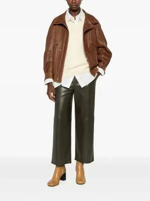 Max Mara Leather-look Cropped Pants - Multicolor
