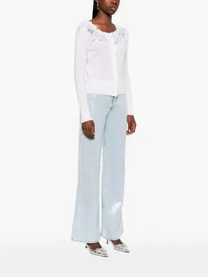 ERMANO SCERVINO White Cashmere Cardigan With Lace Detailing