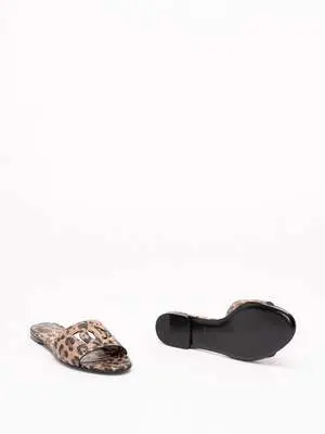 Dolce & Gabbana Calf Leather Sliders With Dg Logo - Multicolor