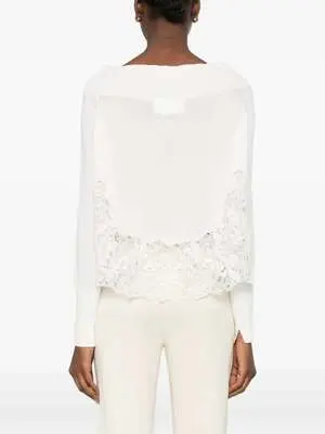 ERMANO SCERVINO Ermanno Scervino White Cotton Sweater With Lace Trim