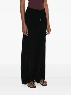ERMANO SCERVINO Ermanno Scervino Silk Wide-leg Trousers With Lace And Crystal Details