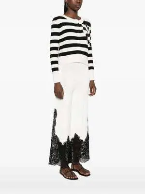 ERMANO SCERVINO Ermanno Scervino Striped Cotton Cardigan With Floral Embellishment