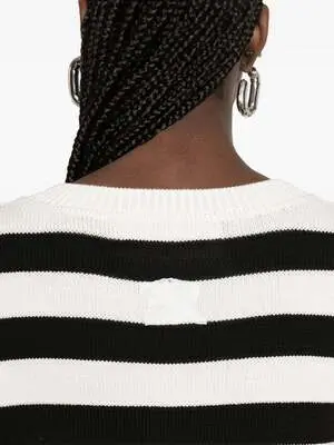 ERMANO SCERVINO Ermanno Scervino Striped Cotton Cardigan With Floral Embellishment