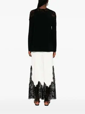 ERMANO SCERVINO Ermanno Scervino Black Viscose Long Sleeve Top With Lace Details