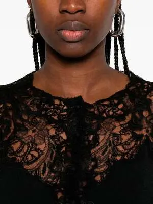 ERMANO SCERVINO Ermanno Scervino Black Viscose Long Sleeve Top With Lace Details