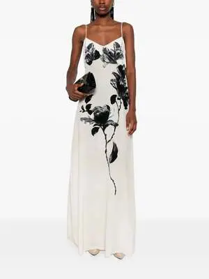 ERMANO SCERVINO Ermanno Scervino Long Silk Dress With Floral Pattern