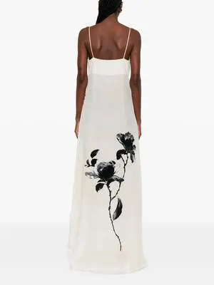 ERMANO SCERVINO Ermanno Scervino Long Silk Dress With Floral Pattern