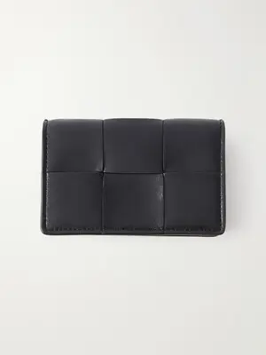 Bottega Veneta Cassette Intrecciato Leather Cardholder - Black