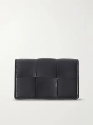 Bottega Veneta Cassette Intrecciato Leather Cardholder - Black