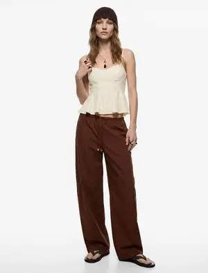 Koton Structured Fitted Strappy Peplum Top