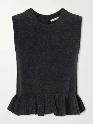 Cecilie Bahnsen Ruffled Cashmere & Wool-blend Sweater Vest - Gray