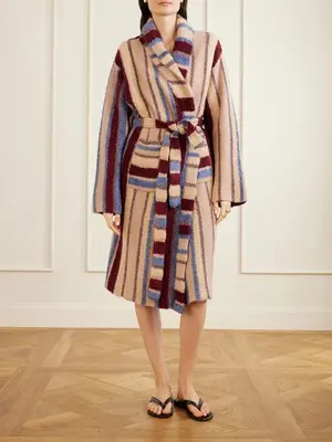 THE ELDER STATESMAN Striped Cashmere And Silk-blend Robe