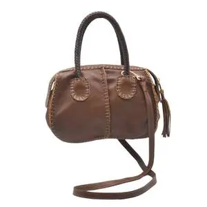 Carlos Falchi Mini Barrel Leather Bag Whiskey - Brown
