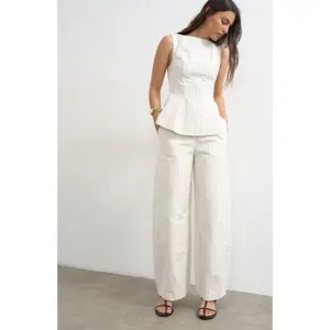 Topshop Striped Barrel Leg Pants