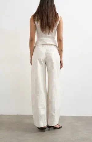 Topshop Striped Barrel Leg Pants