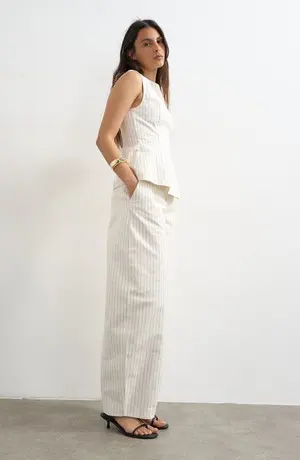 Topshop Striped Barrel Leg Pants