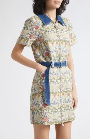 Cinq À Sept Bea Floral Zip Front Minidress