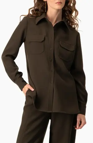 IVONNE Military Inspired Shirt Jacket - Brown